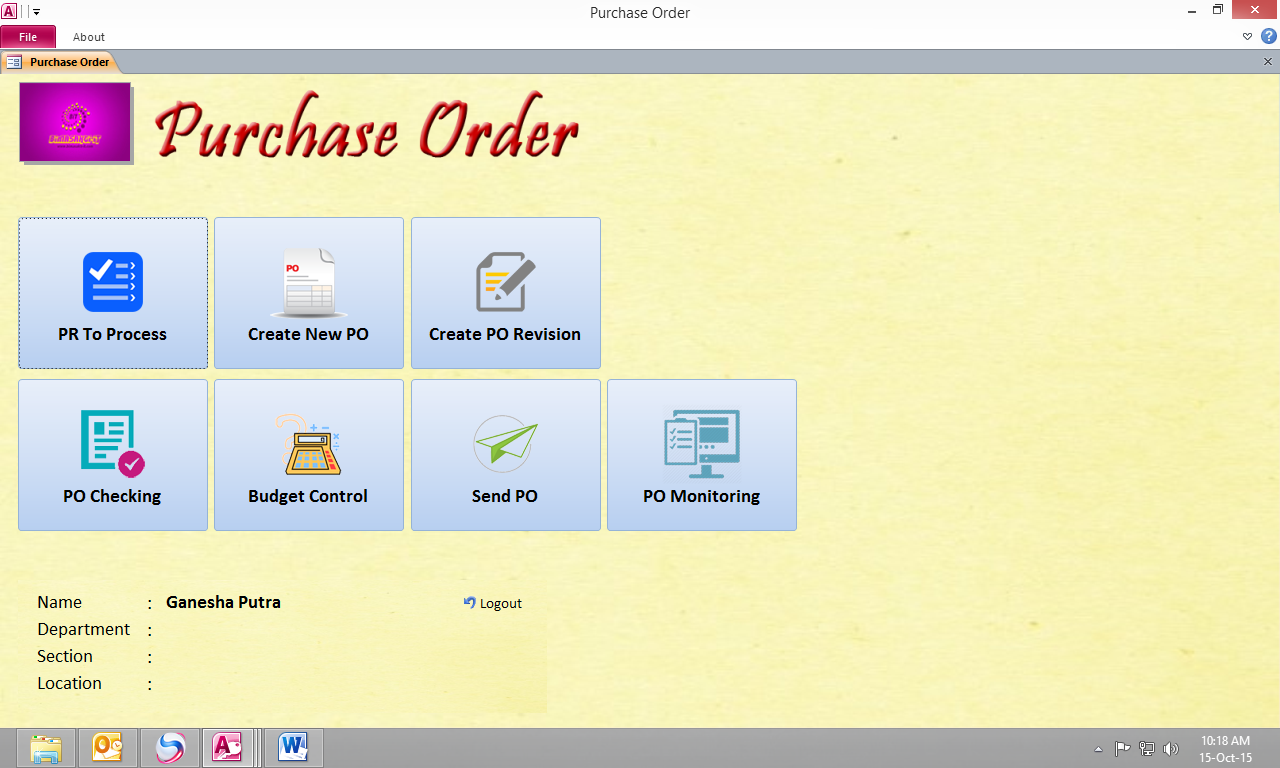 Sistem Aplikasi Purchase&Warehouse: Contoh Aplikasi Database Gudang