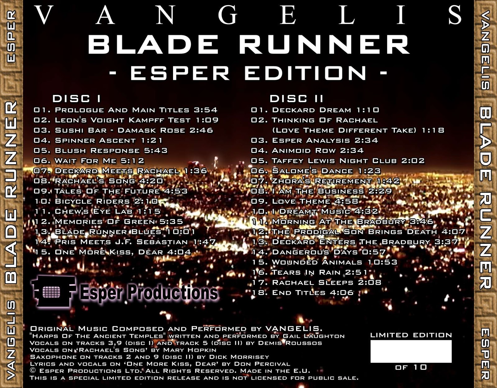 mp3miscellaneous: VANGELIS BLADE RUNNER ESPER EDITION