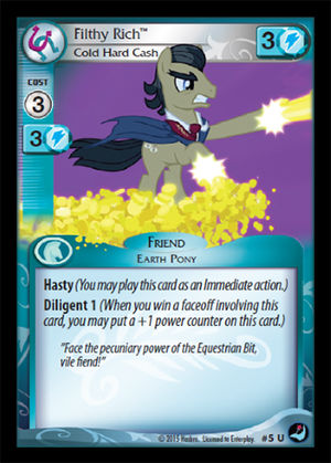 My Little Pony Filthy Rich, Cold Hard Cash High Magic CCG Card | MLP Merch