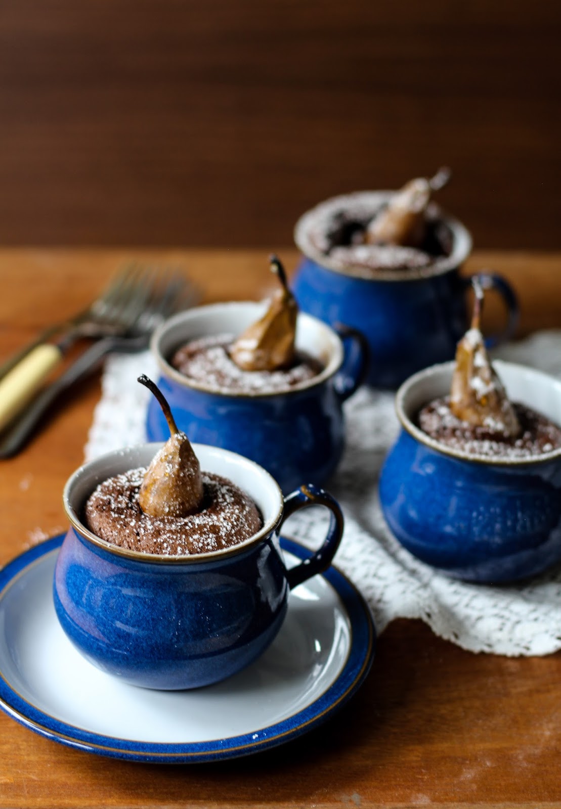 The Spoon and Whisk: Pear and Chocolate Pudding Pots