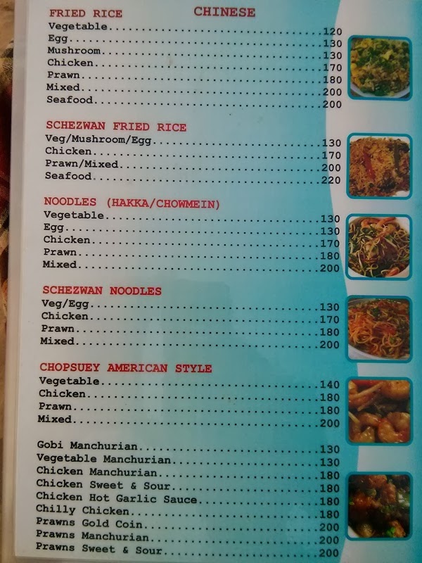 Travel and food tales: Goa - Food, Menus - Baga (Part 1)