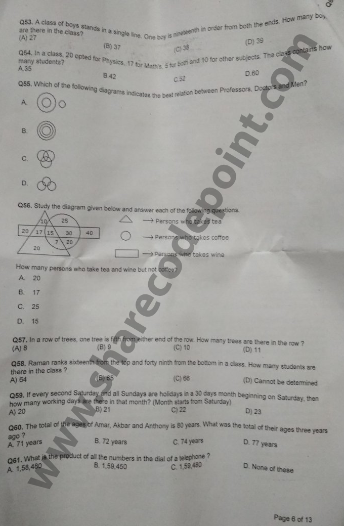 PEA304 : Reasoning Aptitude End Term Exam Question Paper - PEA 304 ...