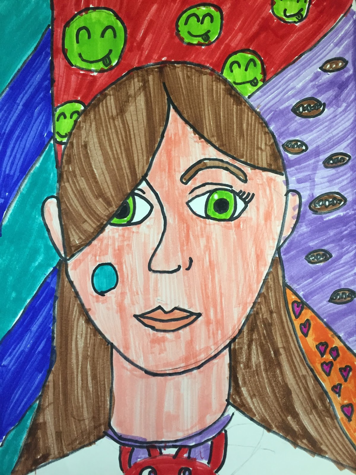 Elements of the Art Room: 4th Grade Romero Britto Self-Portraits