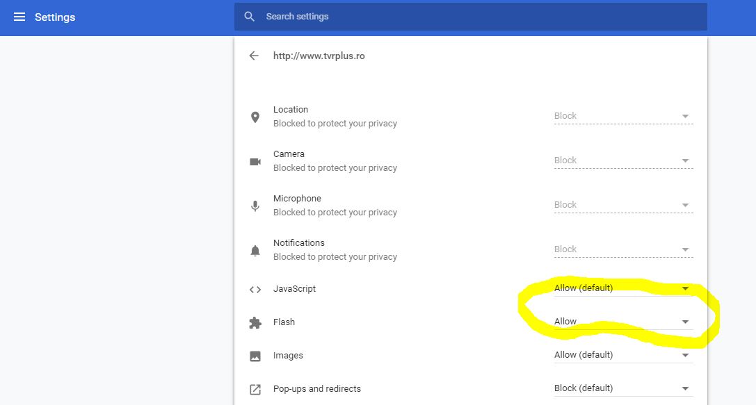 Romania Live: TVR1 live - setari Google Chrome