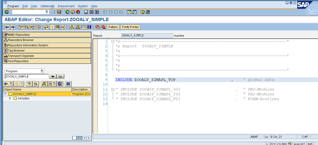 SAP TECH: Basic OO-ALV Report ( SE80 )