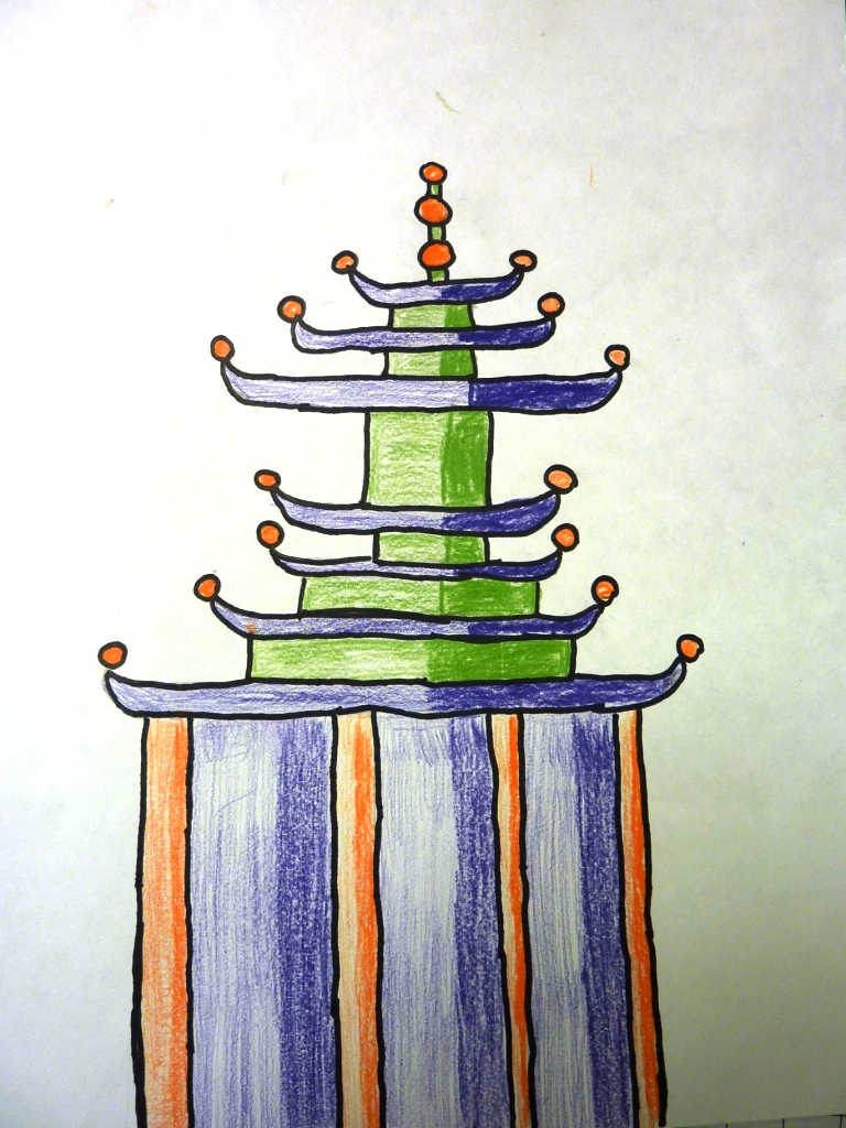 Mary's Art Spot: Fifth Grade Pagodas