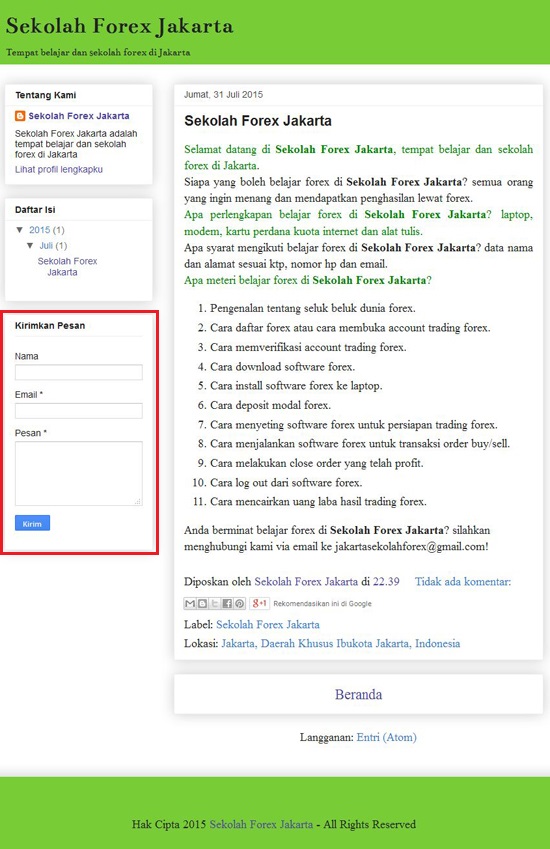 Cara membuat formulir kontak email pada blog ~ Cara Gea