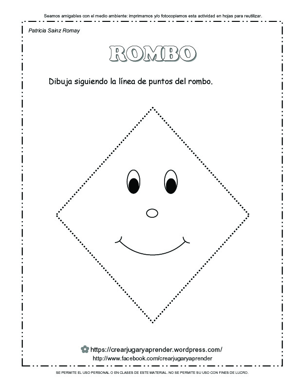 Trabajando en Educación Infantil: 10 fichas para identificar el rombo