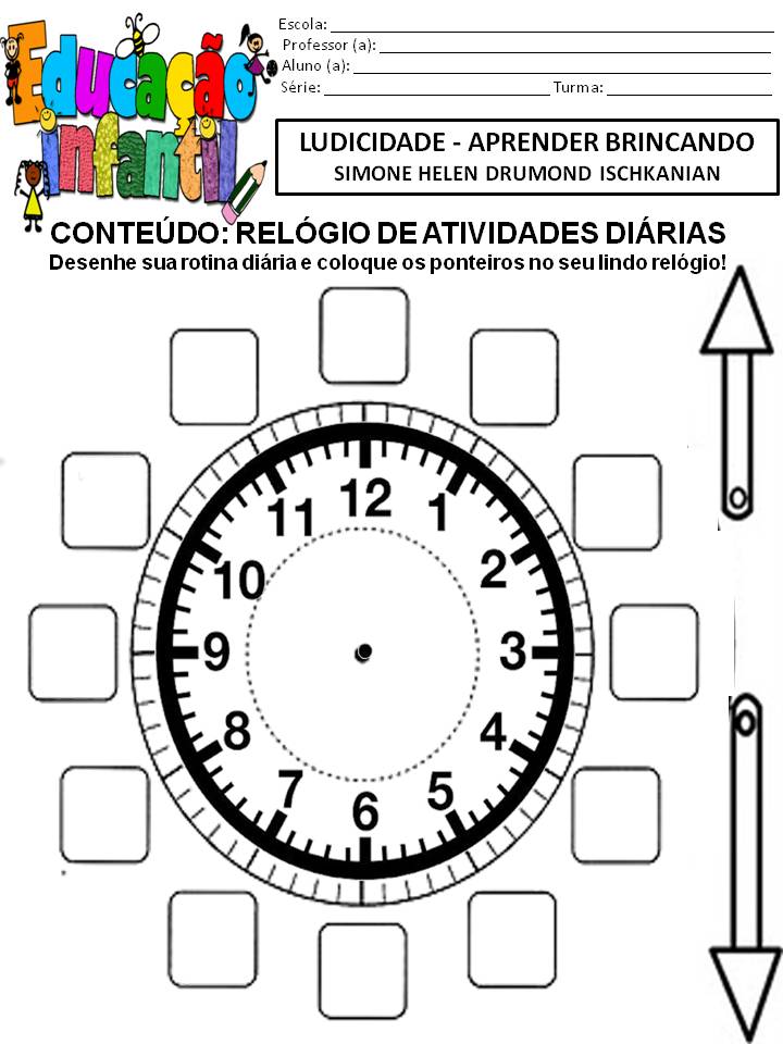 Atividades para trabalhar horas - relógio | Julilu Atividades Escolares