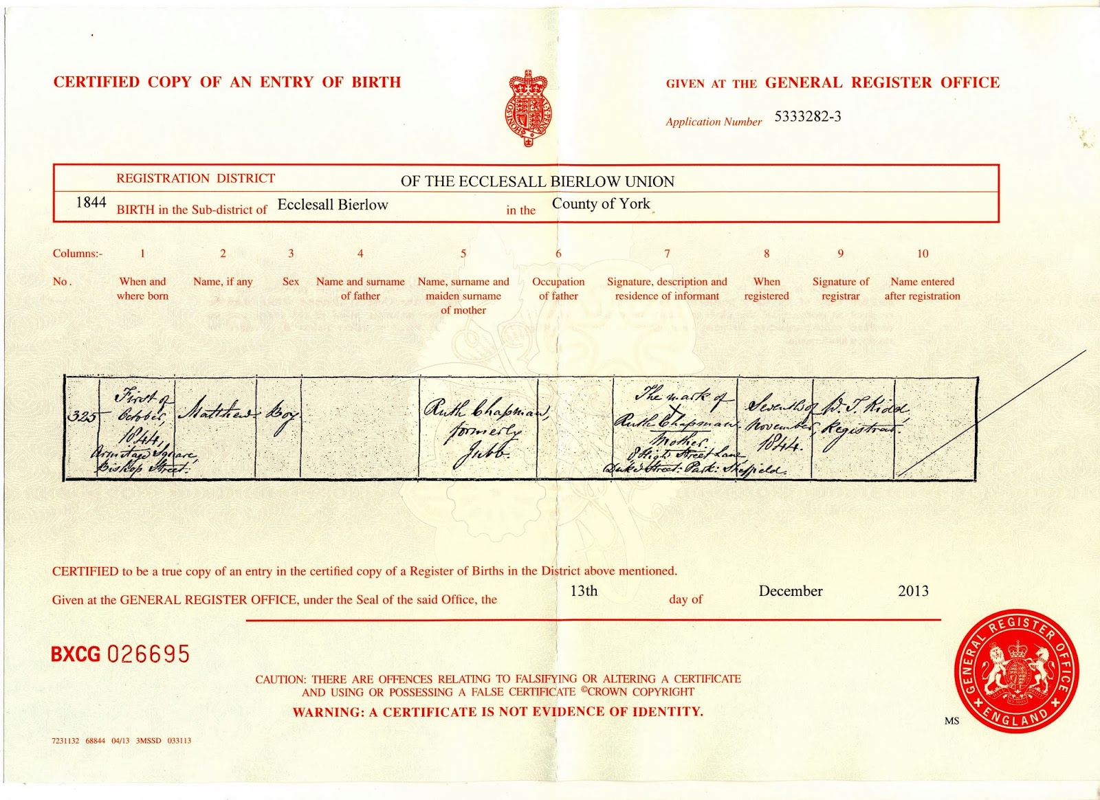 Curtis Gillott Family History: Marriage Matthew Jubb Caroline Howard ...