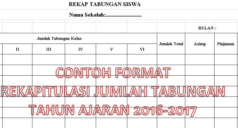 Contoh Format Rekapitulasi Jumlah Tabungan Siswa Sekolah Tahun Pedoman ...