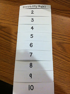 Tearless Teaching: Divisibility Rules Foldable Graphic Organizer