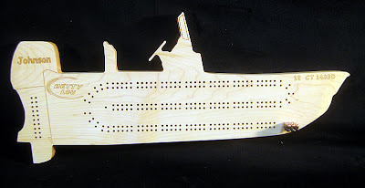 Splinters Woodworks: Two Person Custom Boat Cribbage Board