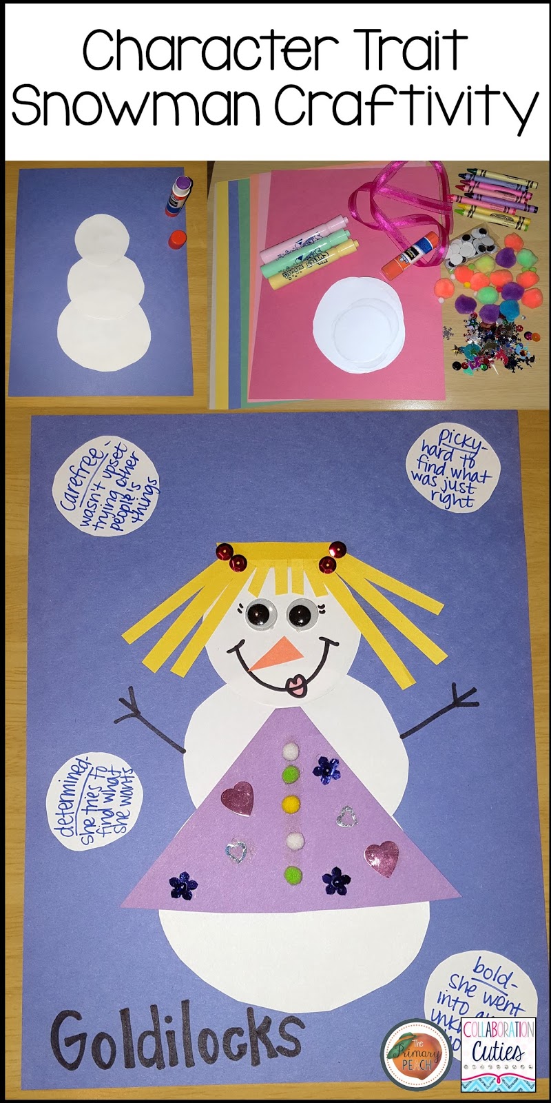 The Primary Peach: Character Snowmen: A Fun Character Trait Craftivity ...
