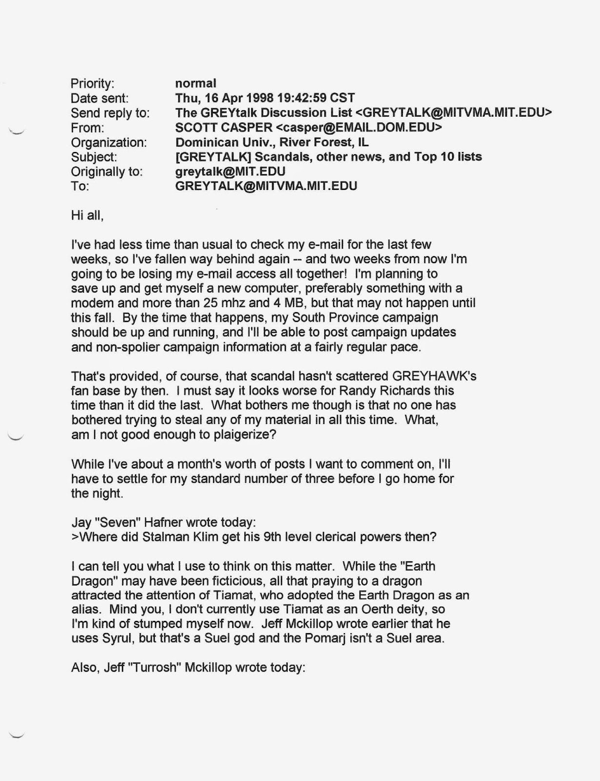 Greytalk Archives: Scandals, other news, and Top 10 lists