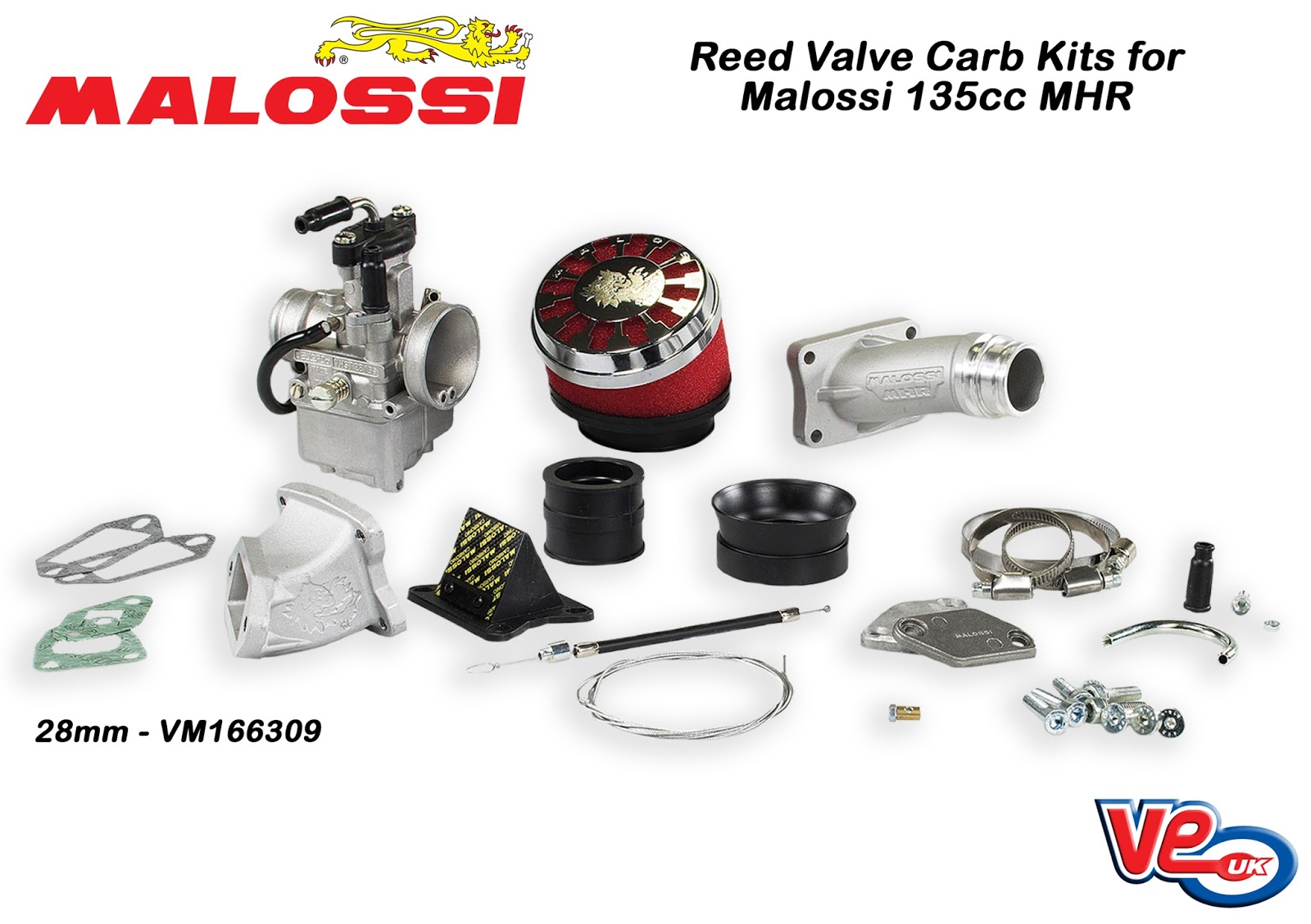 VE Scooter Spares: NEW - Malossi Reed Valve Carb Kits for 135 MHR