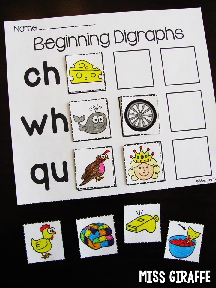 Miss Giraffe's Class: Digraphs Activities for First Grade and Kindergarten