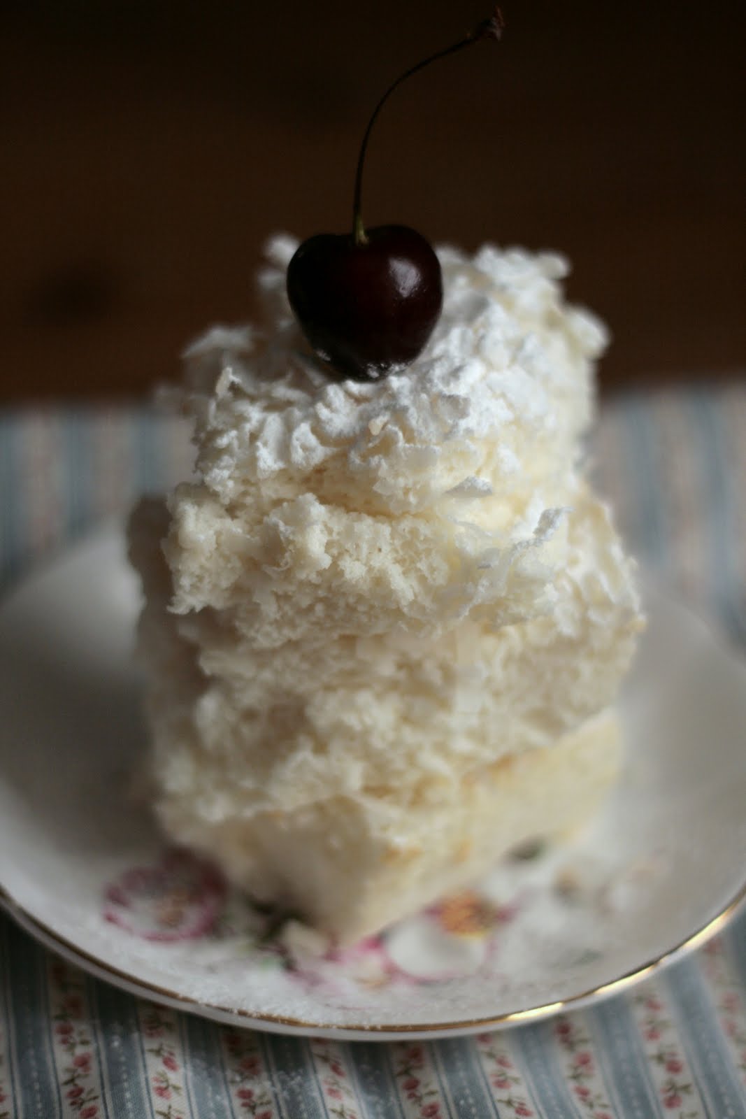 Indigo Scones: Angel Food Sheet Cake with Toasted Coconut