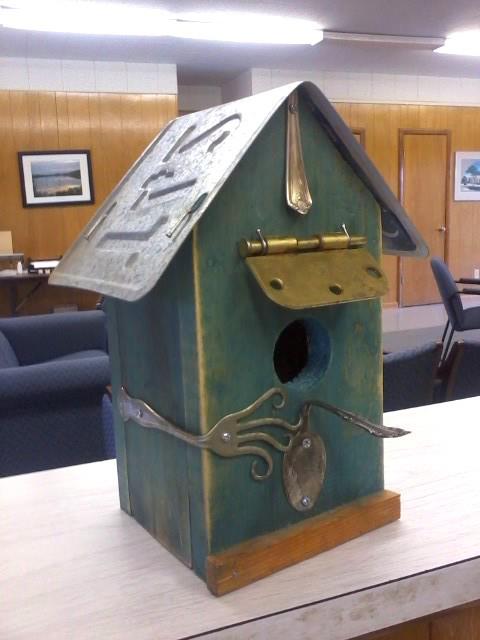 Funky junk bird house