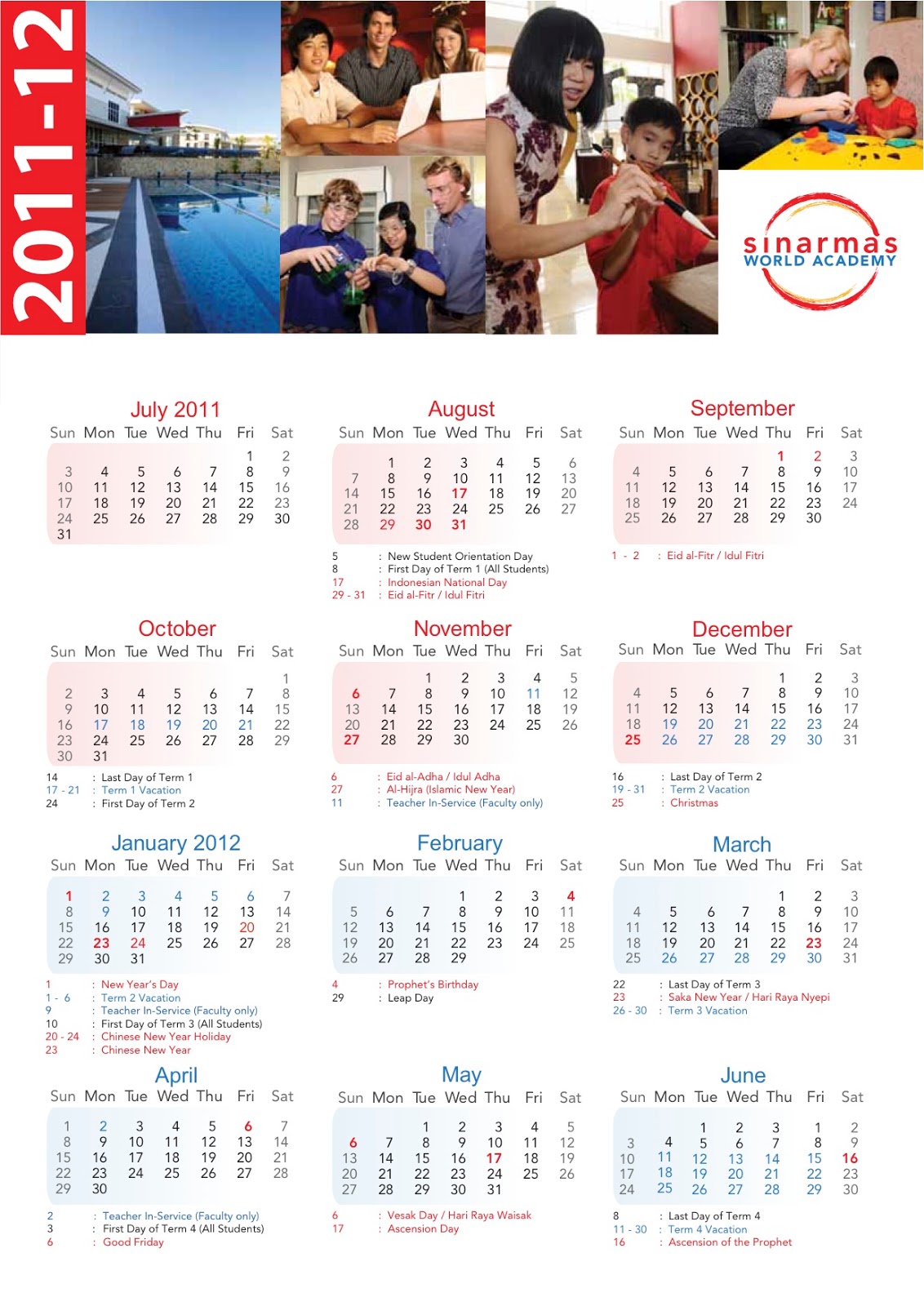 Calendar 2011 - 2012 ~ Working At SWA & JWA