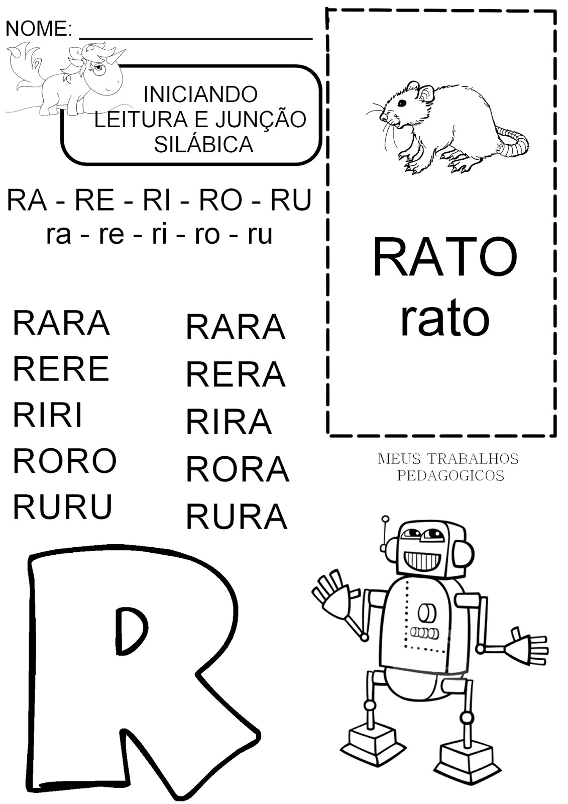 Meus Trabalhos Pedagógicos ®: Atividades para alfabetização - junção ...