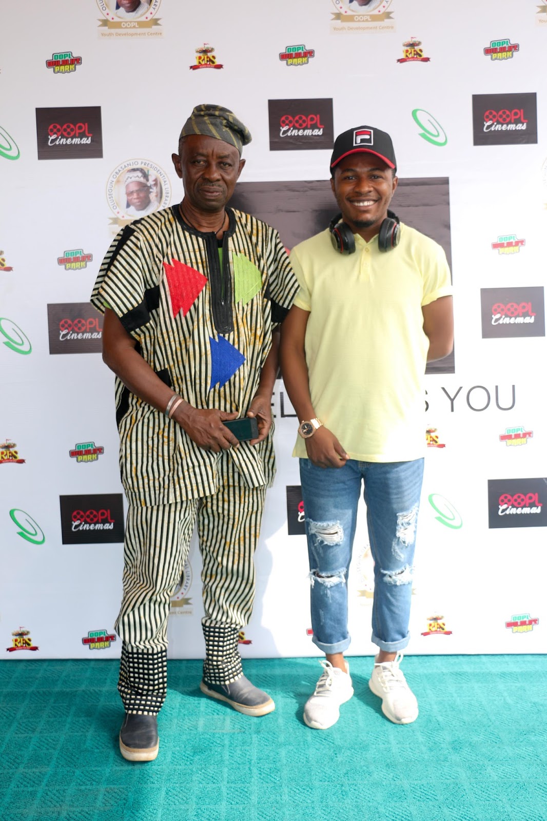 Tunde Kelani, Oga Bello, Chief Olusegun Obasanjo, Spiff at the official ...