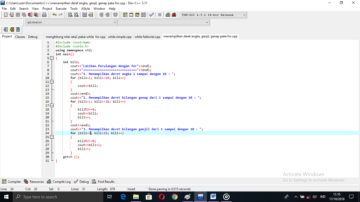 Tutorial C++ | 5 Contoh Program Sederhana Menggunakan Pengulangan For ...