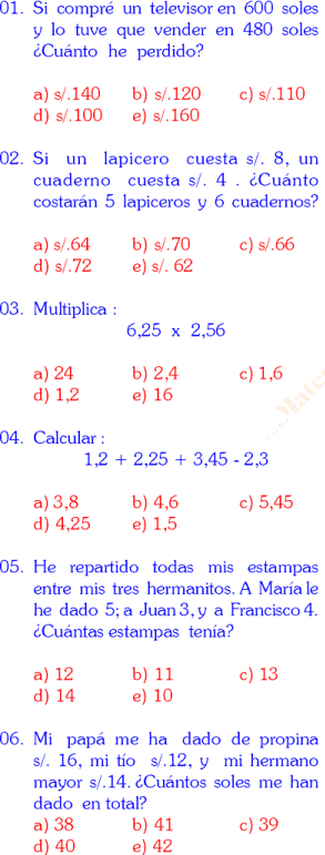 OLIMPIADAS DE MATEMATICAS ESCOLARES DE CUARTO GRADO DE PRIMARIA ...
