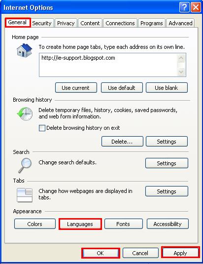 Internet Explorer Support: How to change the language settings in ...