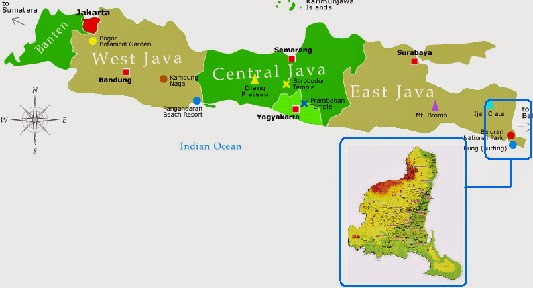 Bali Indonesia Travel Map: Tourism Banyuwangi - Eastward Java