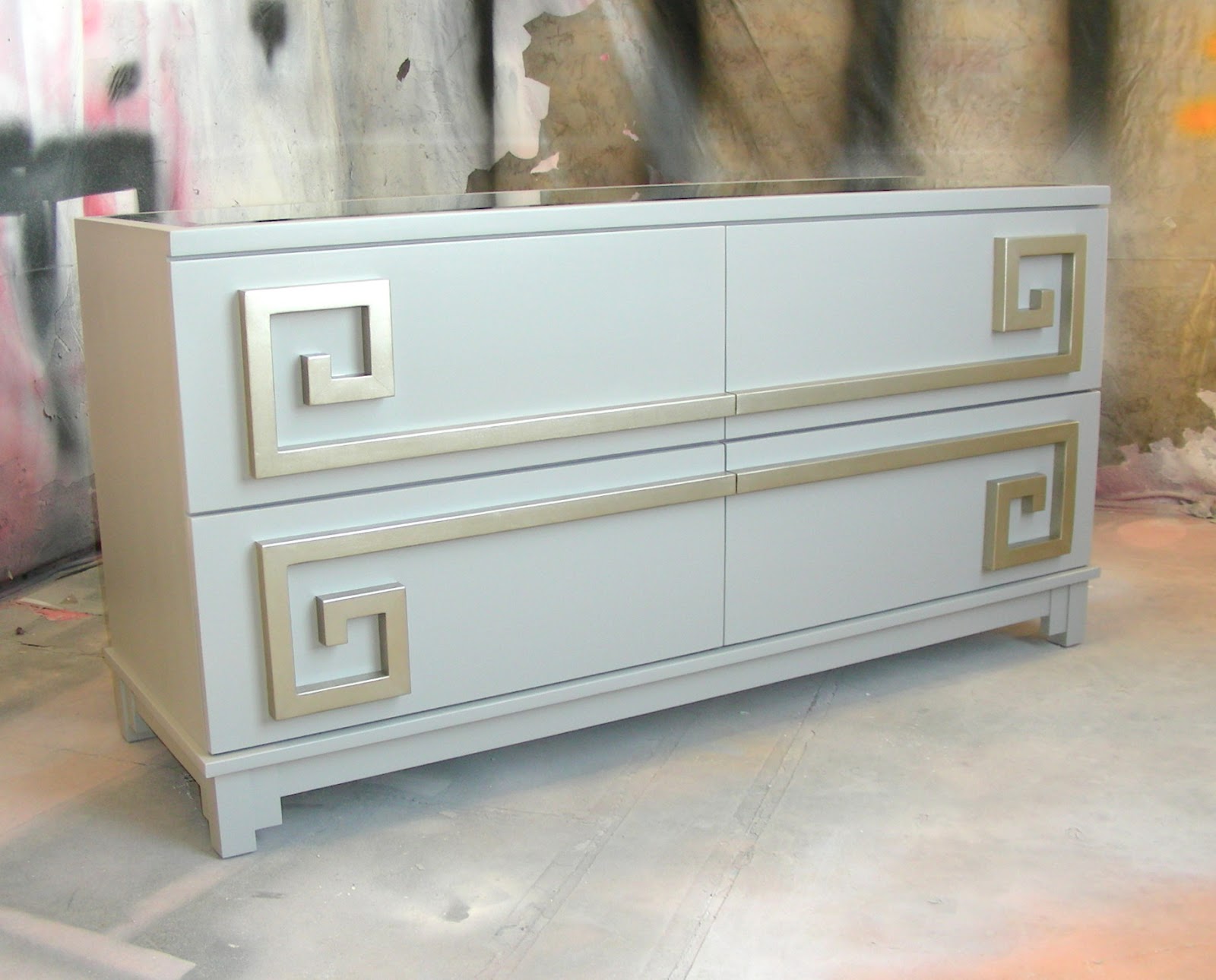 Sydney Barton - Painted Furniture: Gray Blue Cabinet with Silver Greek ...