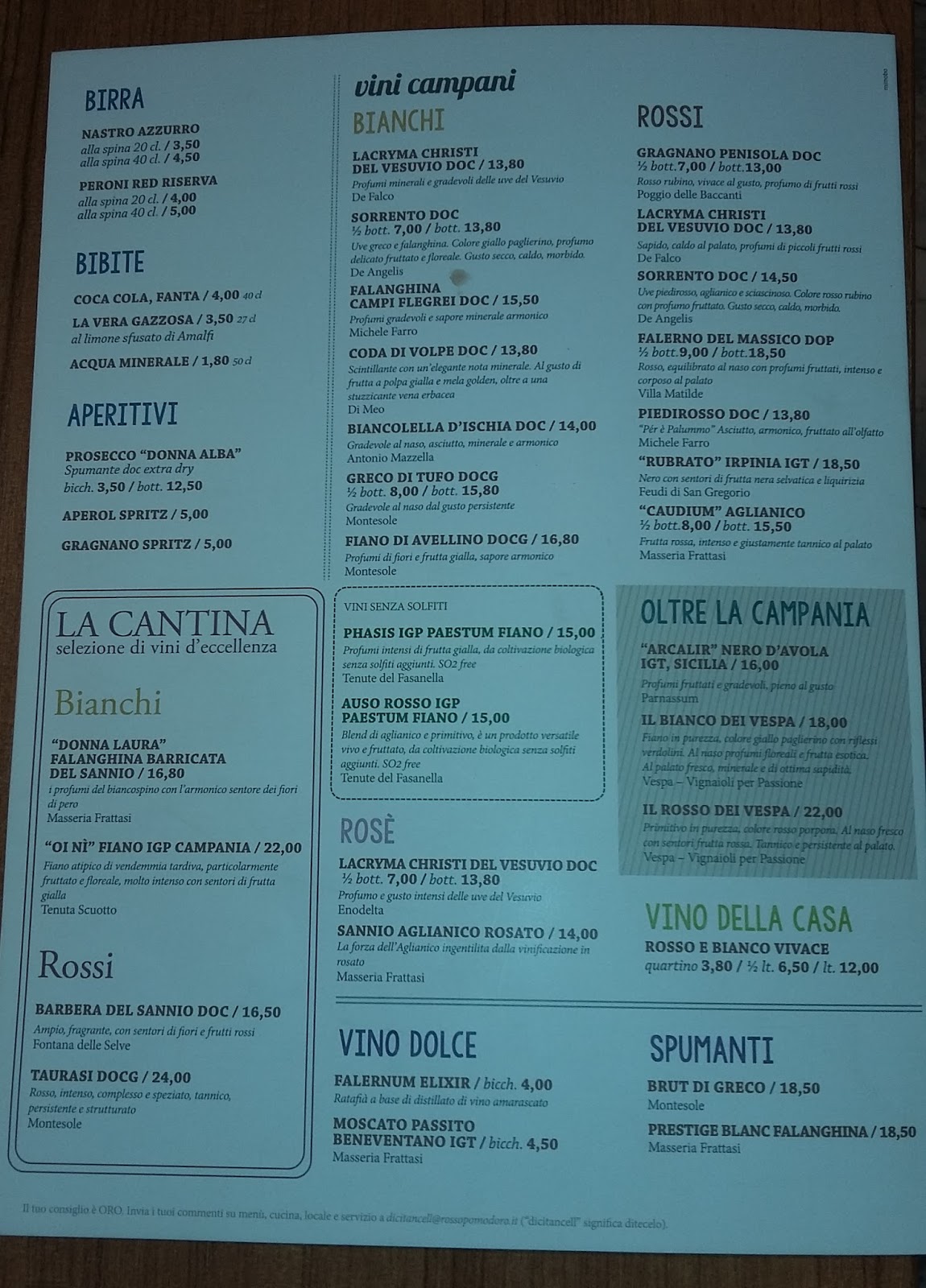Menu e Prezzi: Catena di Ristoranti Pizzerie ROSSOPOMODORO