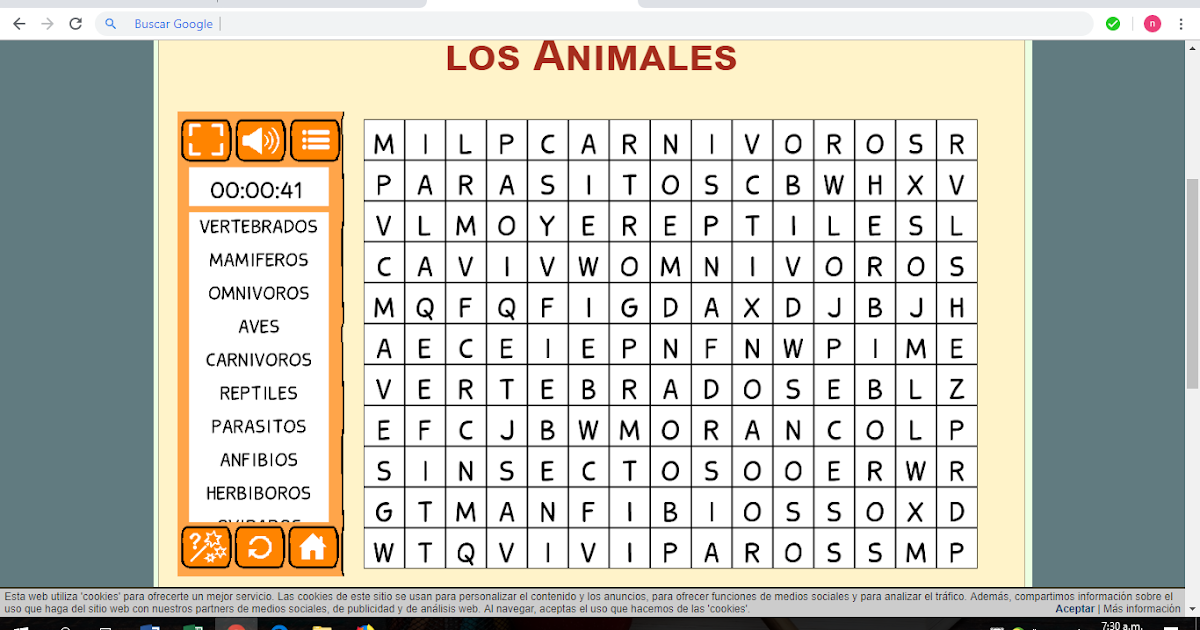 Sopa de Letras de los animales