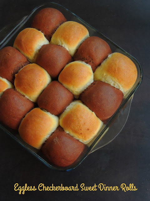Priya's Versatile Recipes: Eggless Checkerboard Sweet Dinner Rolls