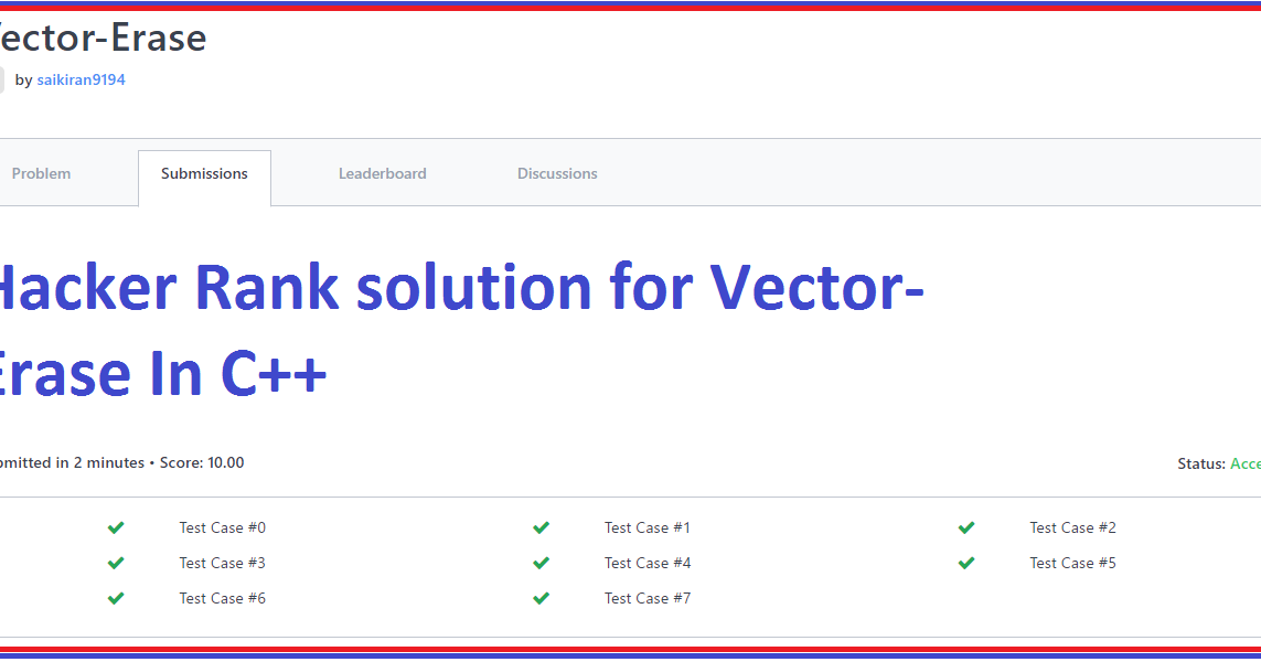 Hacker Rank Solution For Vector Erase In C