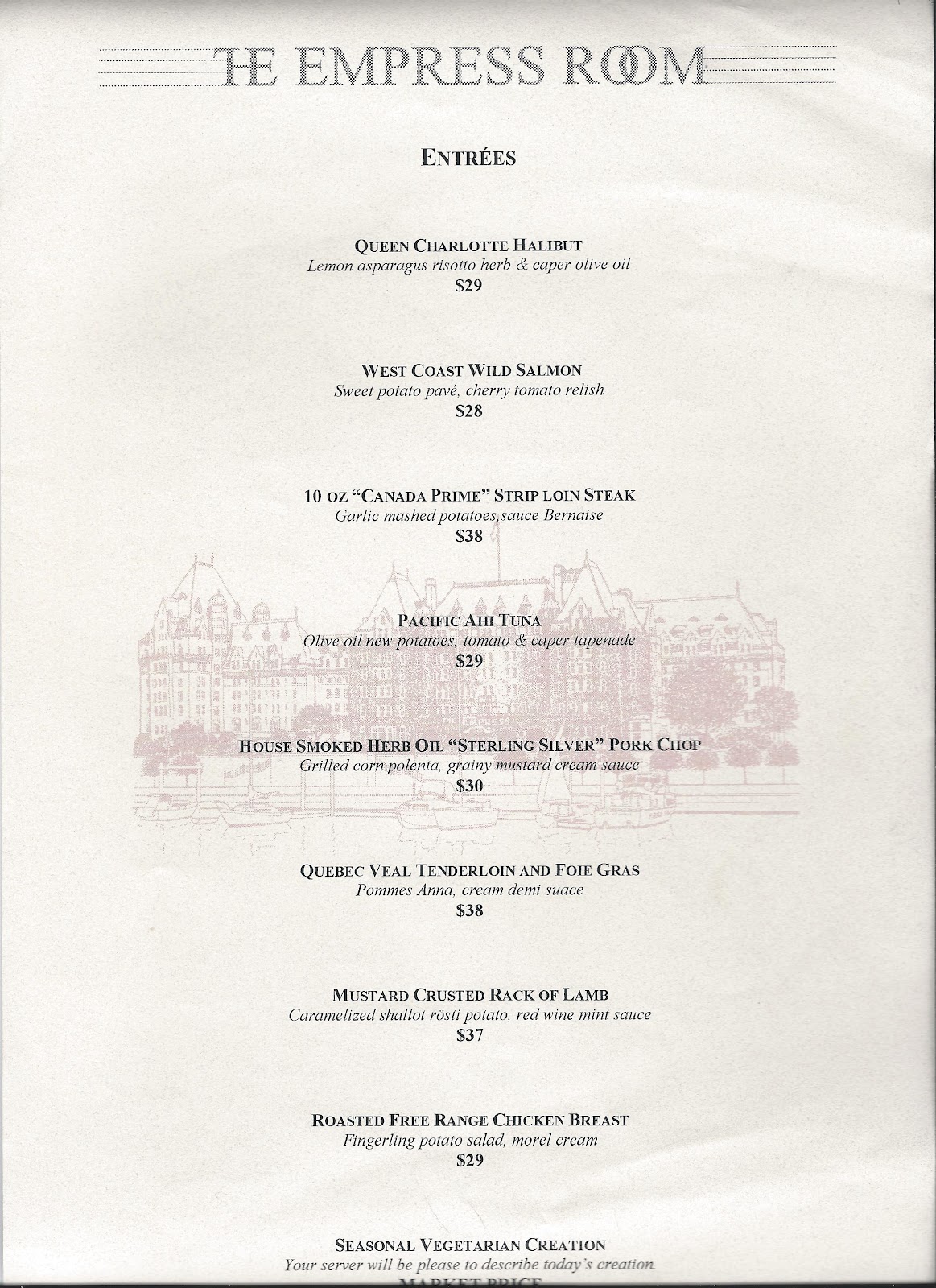 Chris Suhr's Menu Collection: Empress Hotel, Canada
