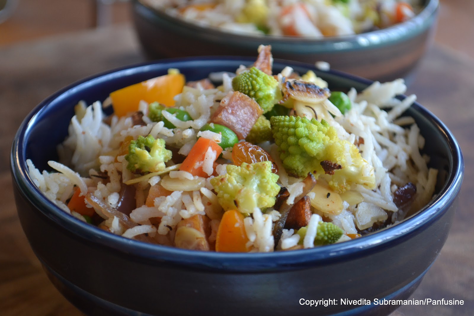 Day 350 - Mixed Vegetable Pulao with Almonds & Raisins