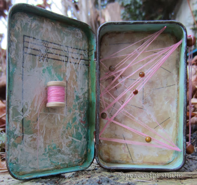 peaceofpi studio: Mixed Media Thread Altered Tin