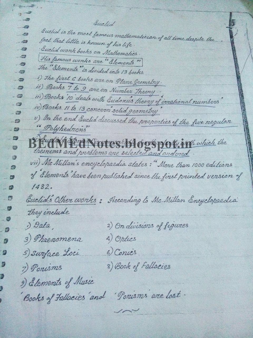 BEdMEdnotes: MATHEMATICANS NOTES - ARYABHAT,RAMANUJAM AND ECULIDS