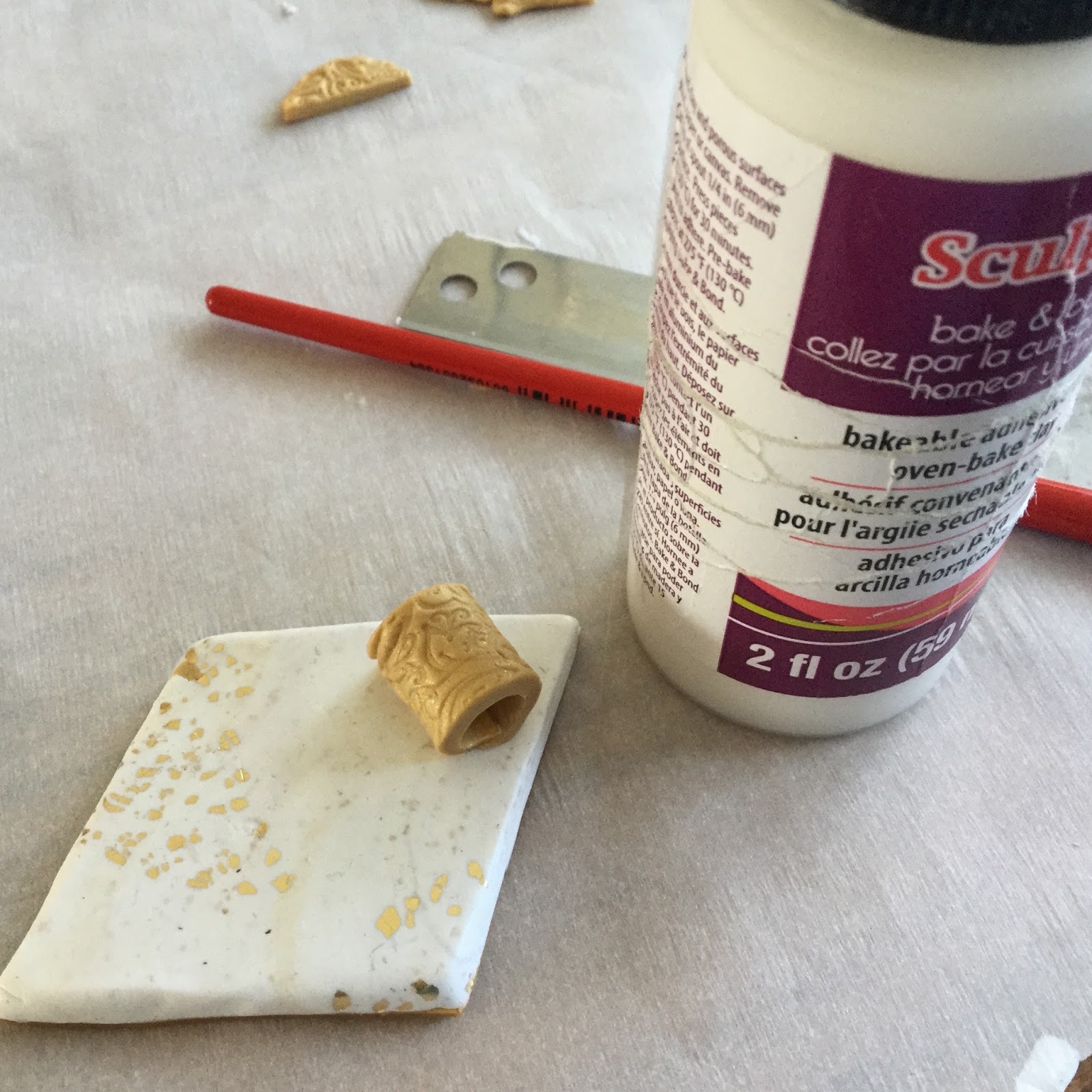 Golden Diamonds Polymer Clay Pendants Tutorial