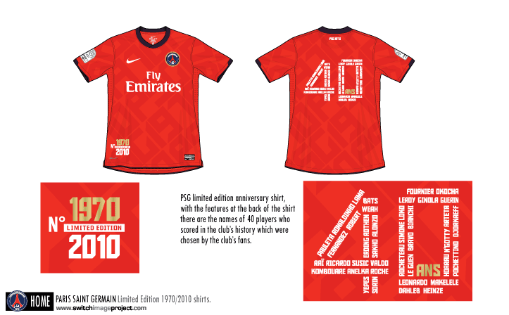 Football teams shirt and kits fan: 1970-2010 (Generation PSG) shirts