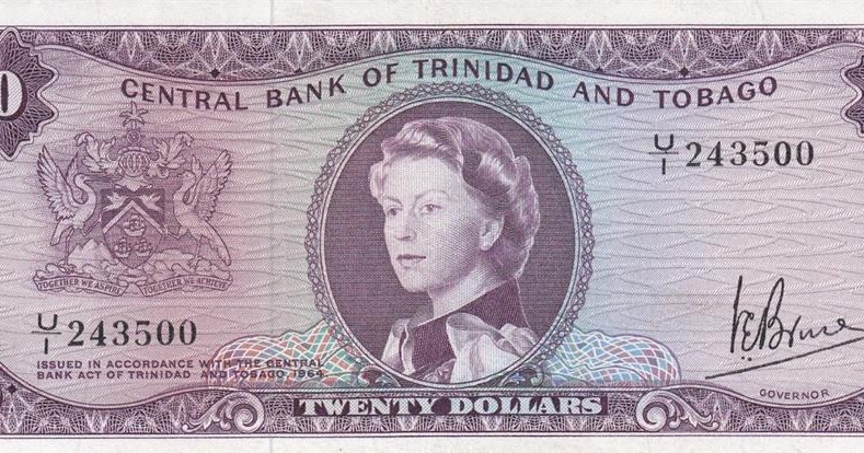Trinidad and Tobago 20 Dollars banknote 1964 Queen Elizabeth II|World ...