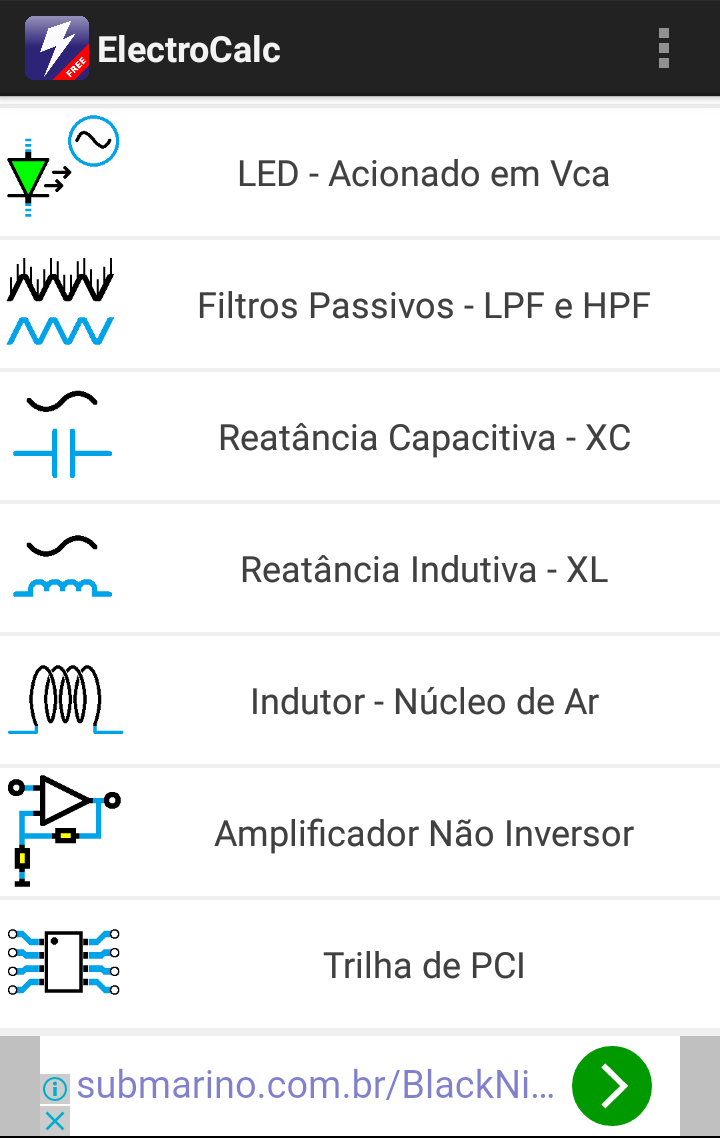 Aplicativo ElectroCalc - Cálculos Elétricos e Eletrônicos - Eletrônica ...