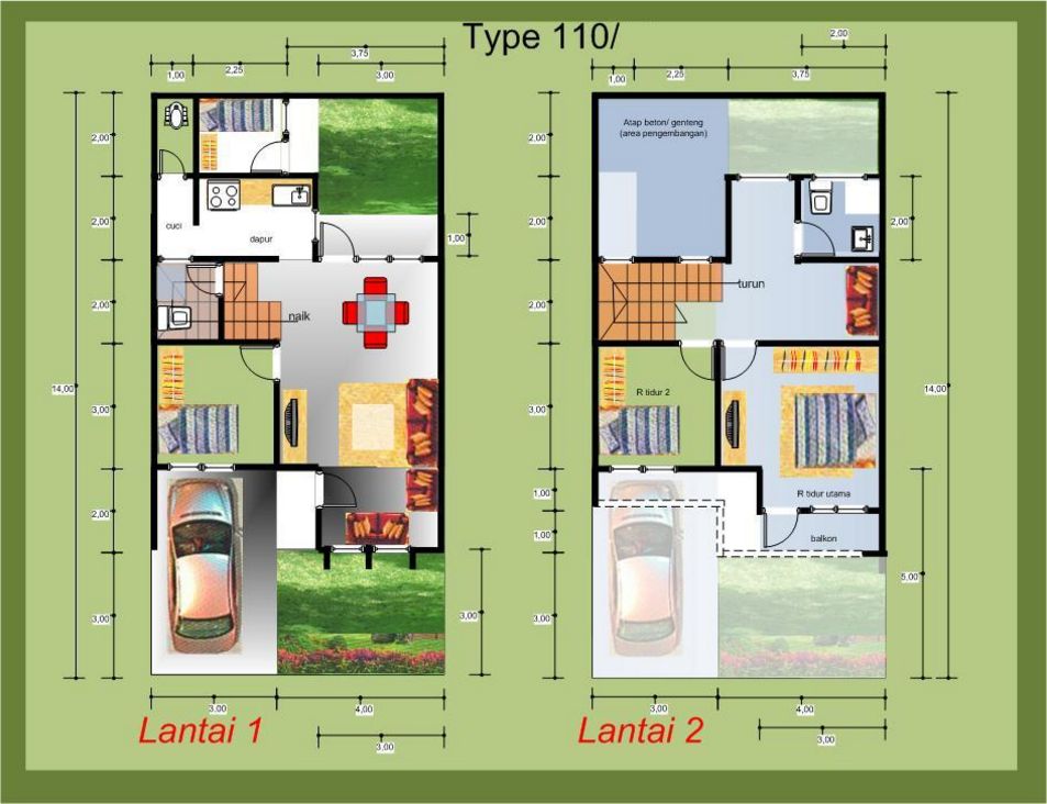 Layout Denah Tingkat 2 Kreatif