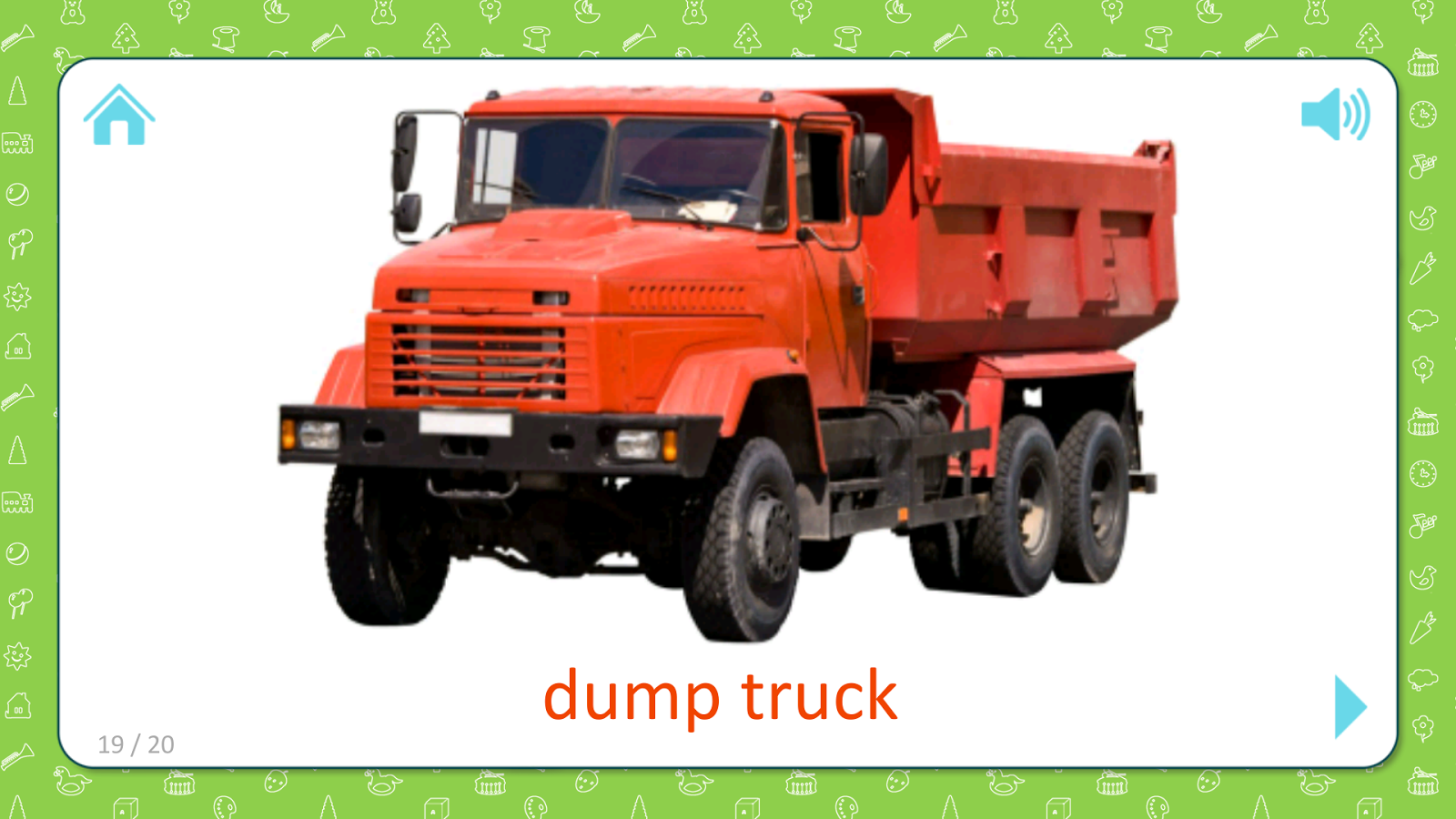 Flashcards for Kids: Dump Truck - Transportation - Flashcards for Kids