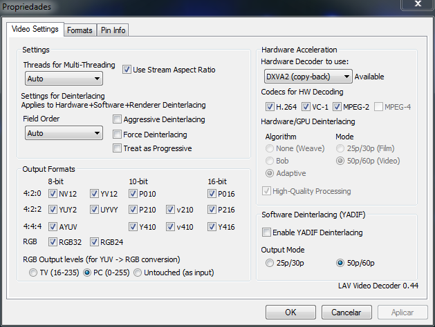 DXVA2 funcionando no LAV Video