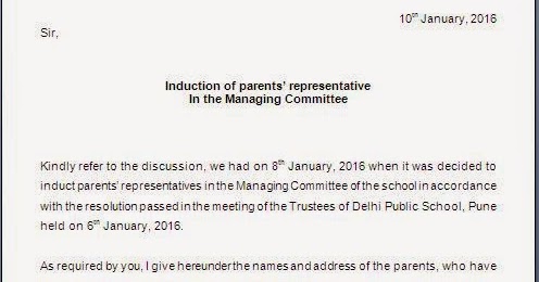 Formal Letter Format in India