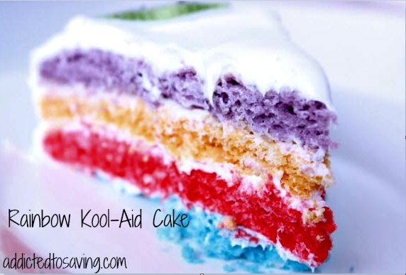 Recipe Feature - Rainbow Kool-Aid Cake - Outnumbered 3 to 1