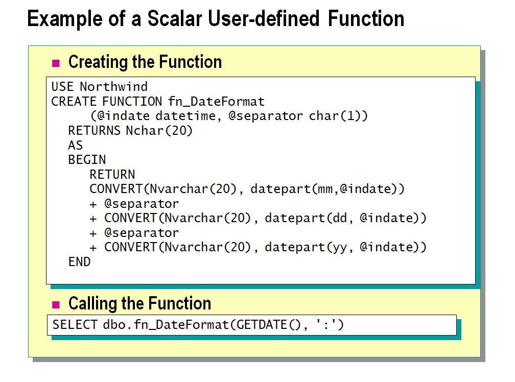 sharing: Example of a Scalar User-Defined Function sharing: Example of a Scalar User-Defined Function