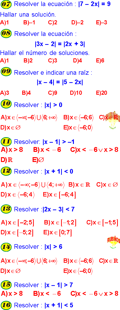 VALOR ABSOLUTO PROBLEMAS RESUELTOS